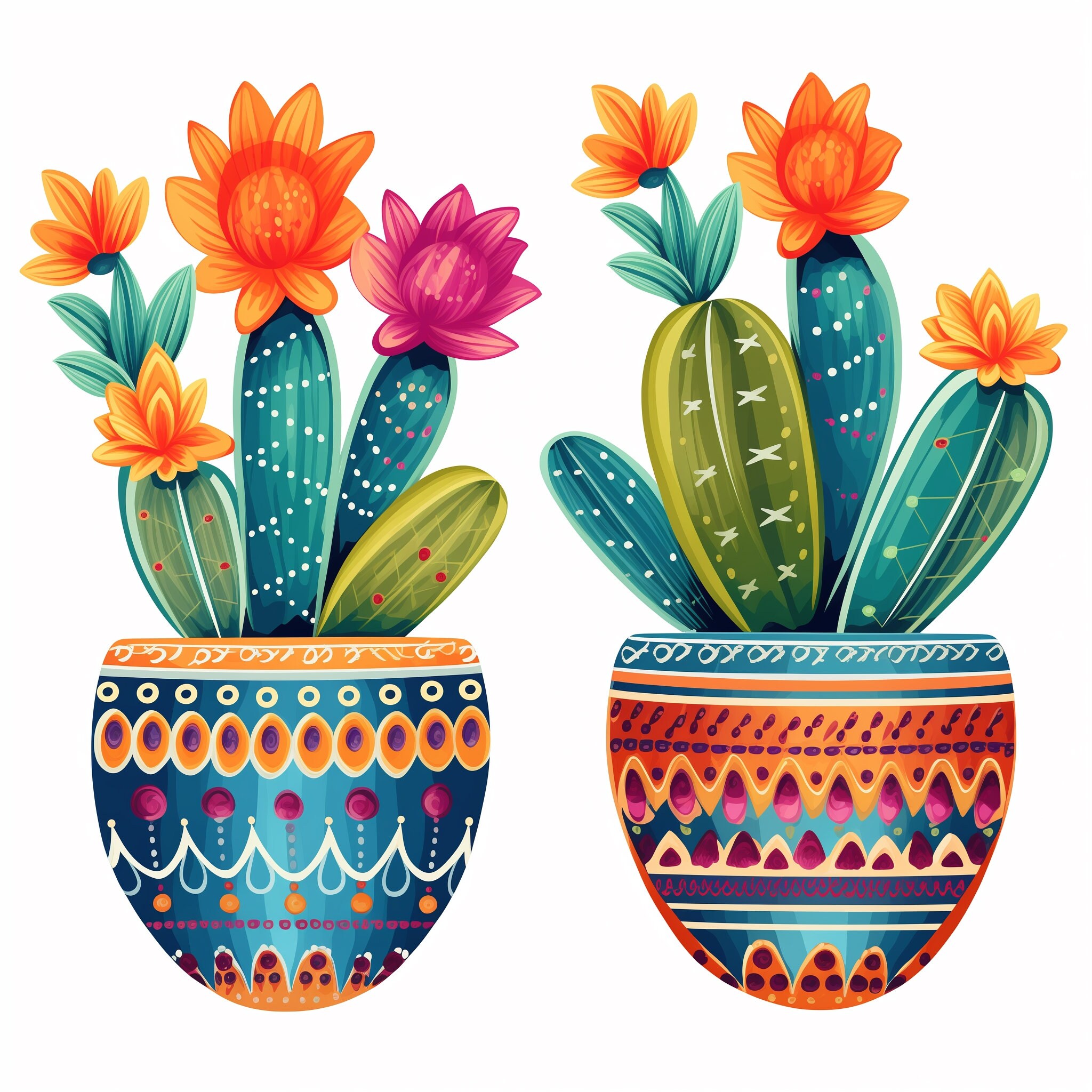 Colorful Cacti Digital Pages | Pretty Printable Digital Backgrounds ...