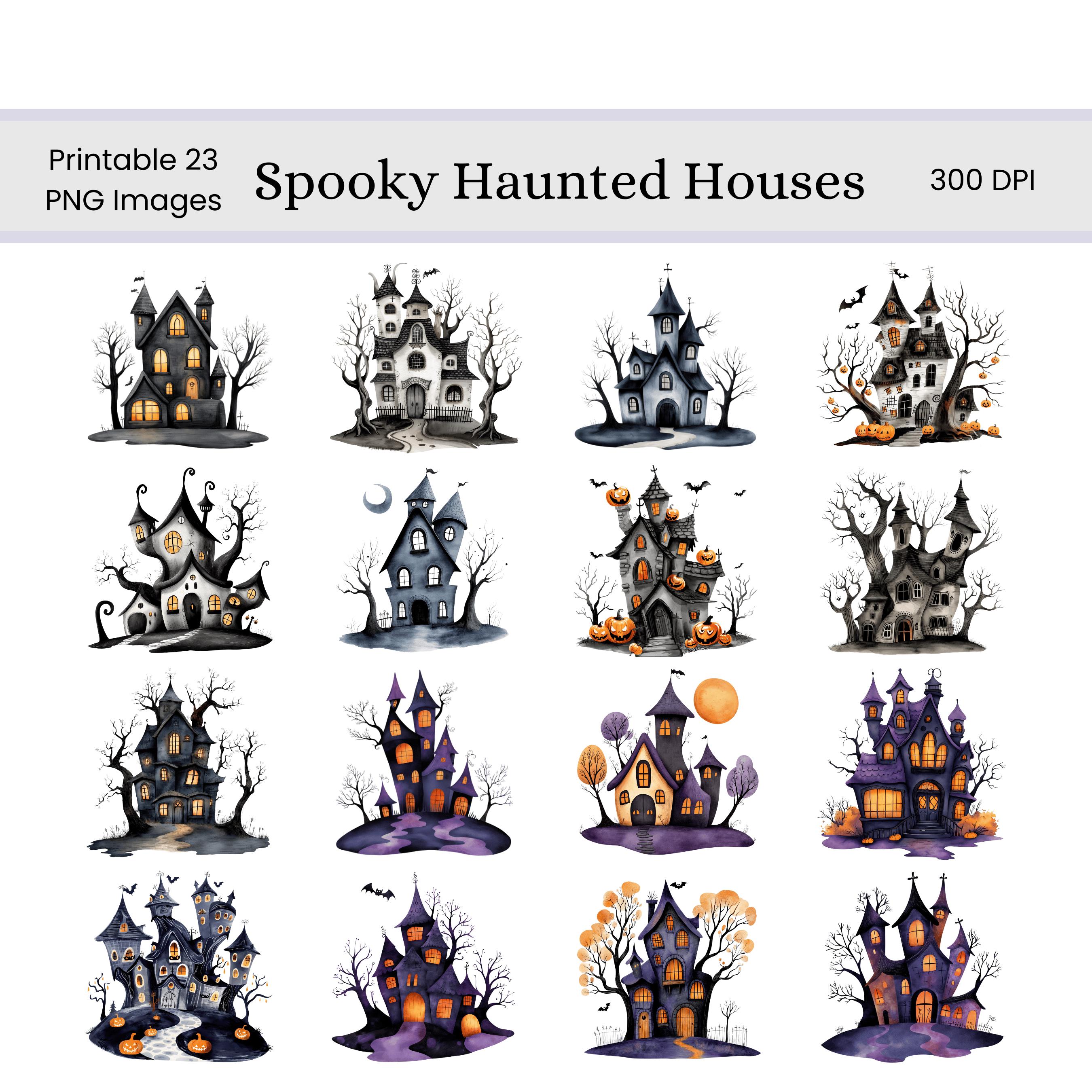 Spooky Haunted Houses Clip Art Set | Digital Halloween Images for ...