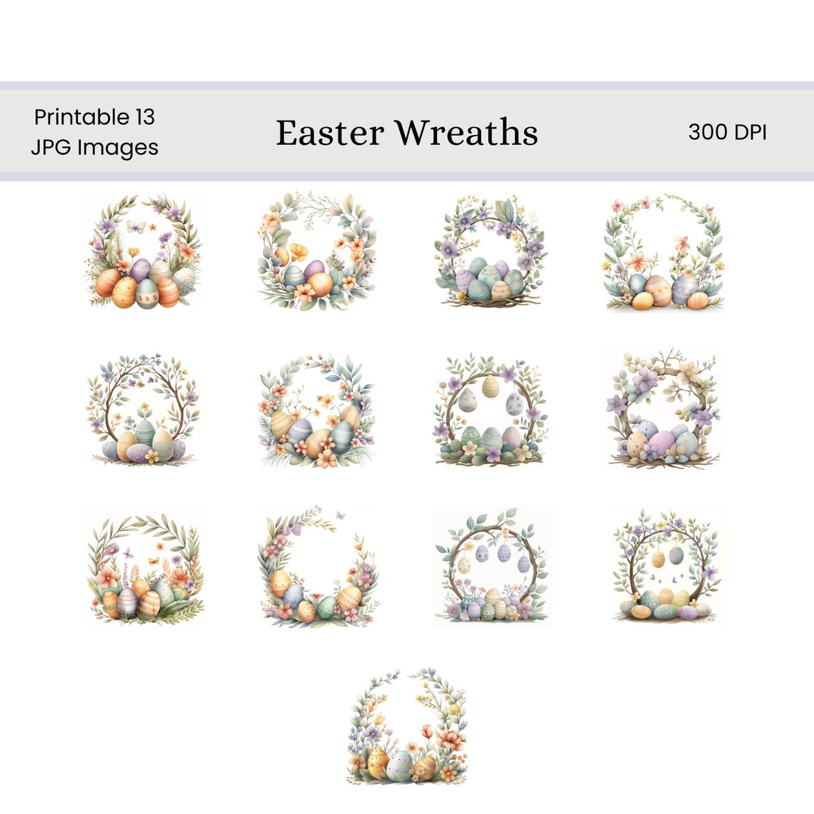 Easter Wreaths Digital Pages | Pretty Easter Printable Digital ...