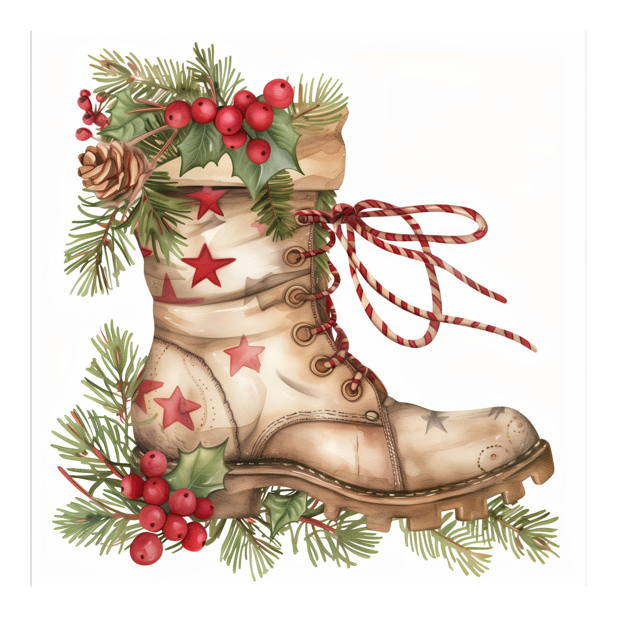 Christmas Combat Boot Clip Art Set | Fun Digital Images | for Scrapbooks, Card Making, Crafts ...
