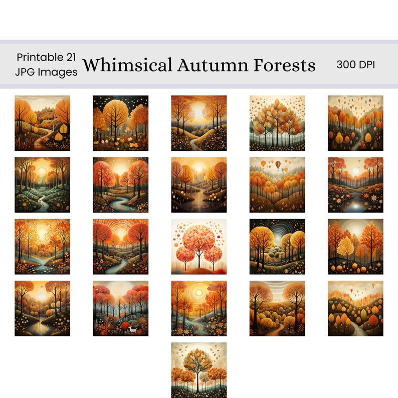 Whimsical Autumn Forests Digital Pages | Fall Printable Digital ...