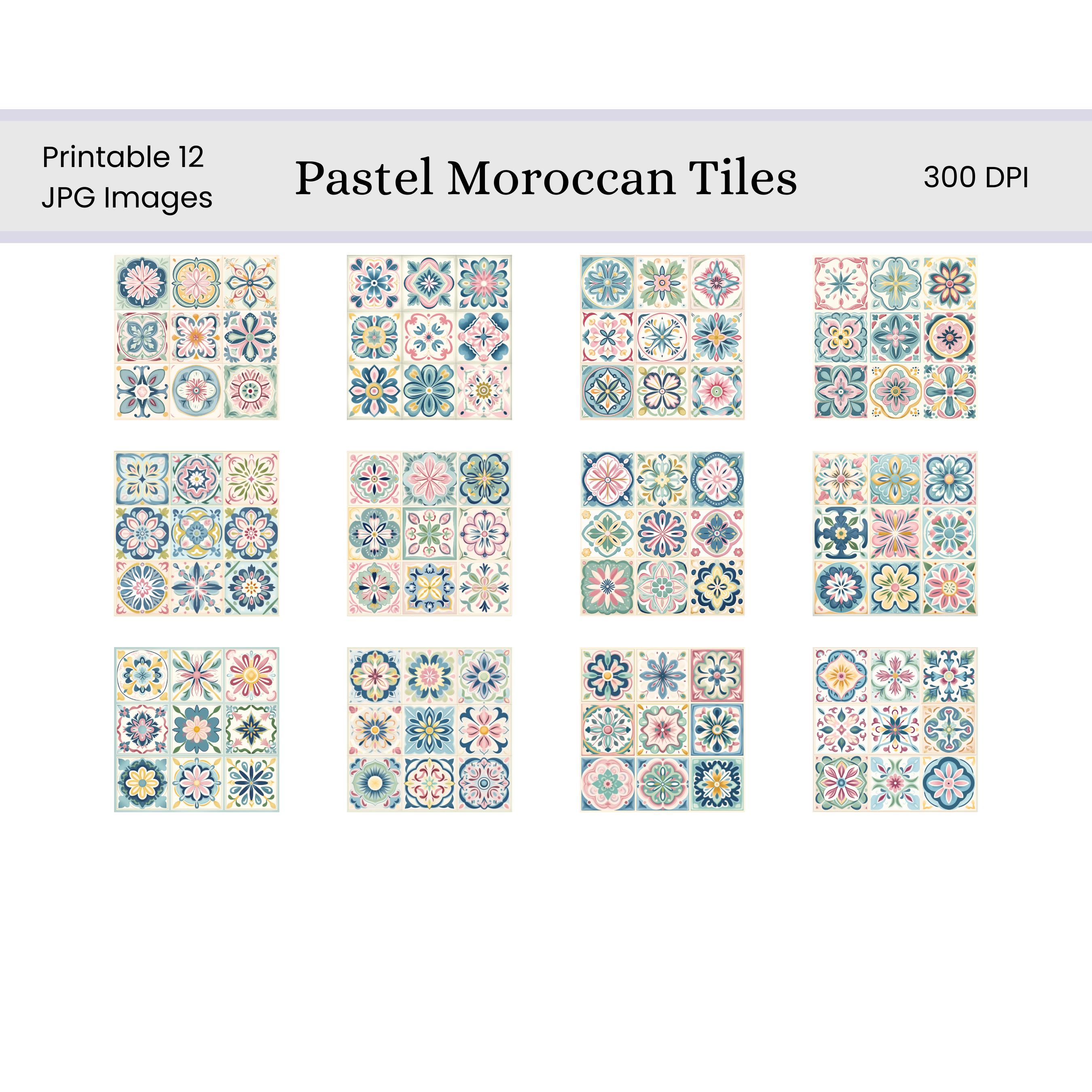 Pastel Moroccan Tiles Digital Pages | Tiles Printable Digital ...