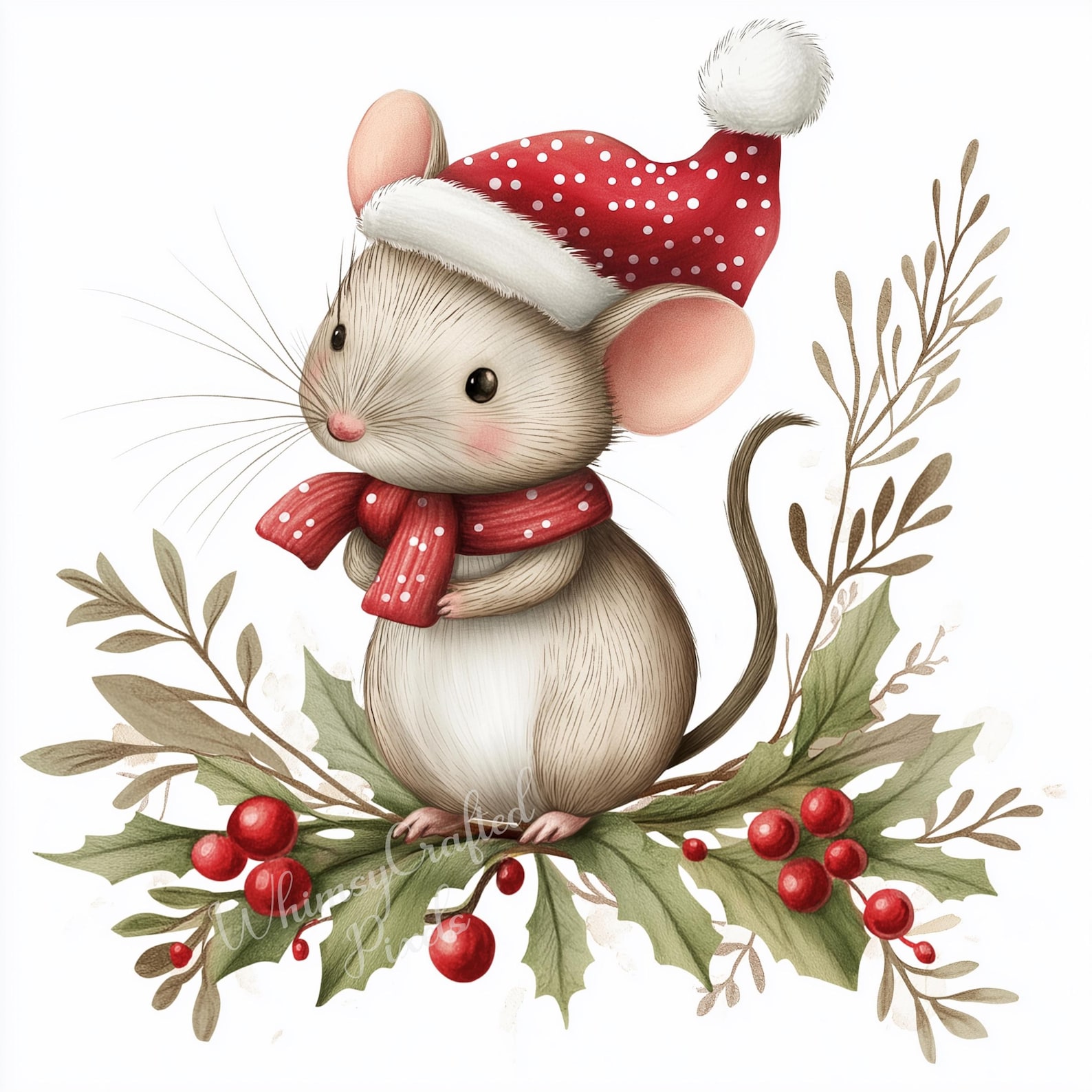 Cute Christmas Mouse Digital Pages | Holiday Printable Digital ...