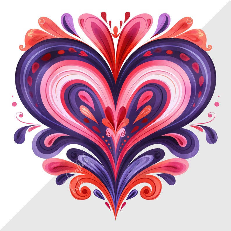 Purple and Red Hearts Clip Art Set | Valentine Digital Images ...