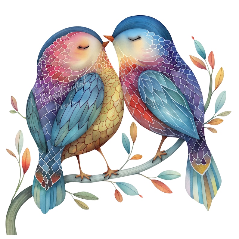 Charming Love Bird Clip Art Set Cute Digital Images for Scrapbooks ...
