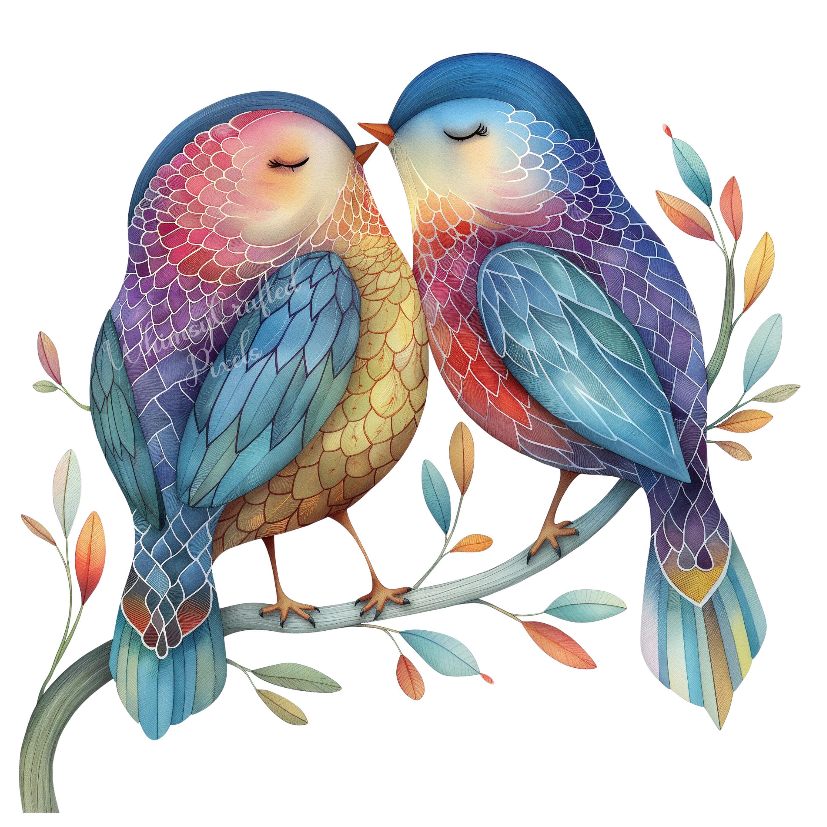 Charming Love Bird Clip Art Set Cute Digital Images for Scrapbooks ...