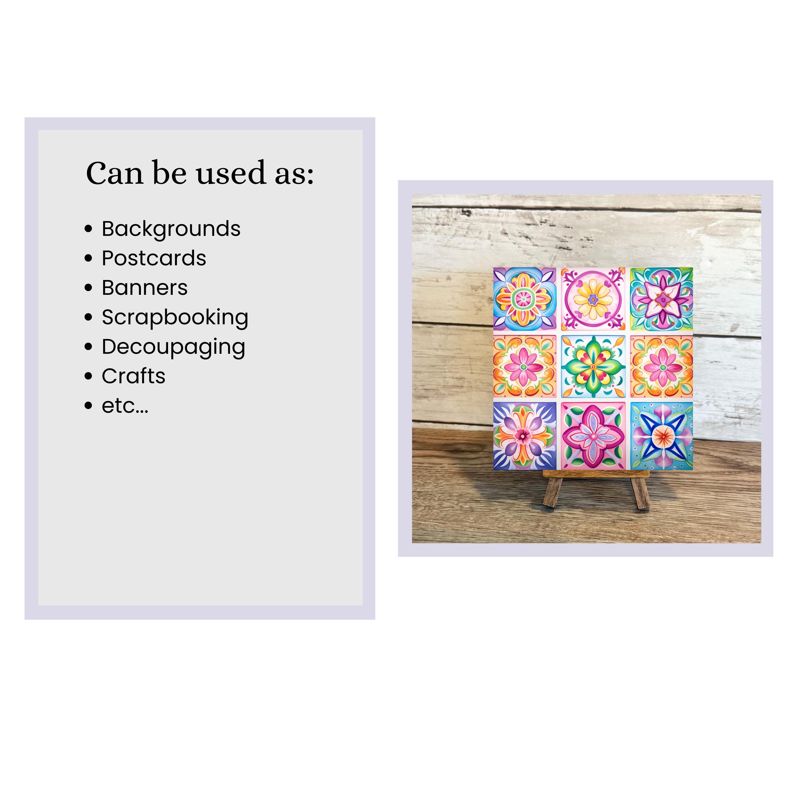 Colorful Mexican Tiles V2 Digital Pages | Tile Printable Digital ...
