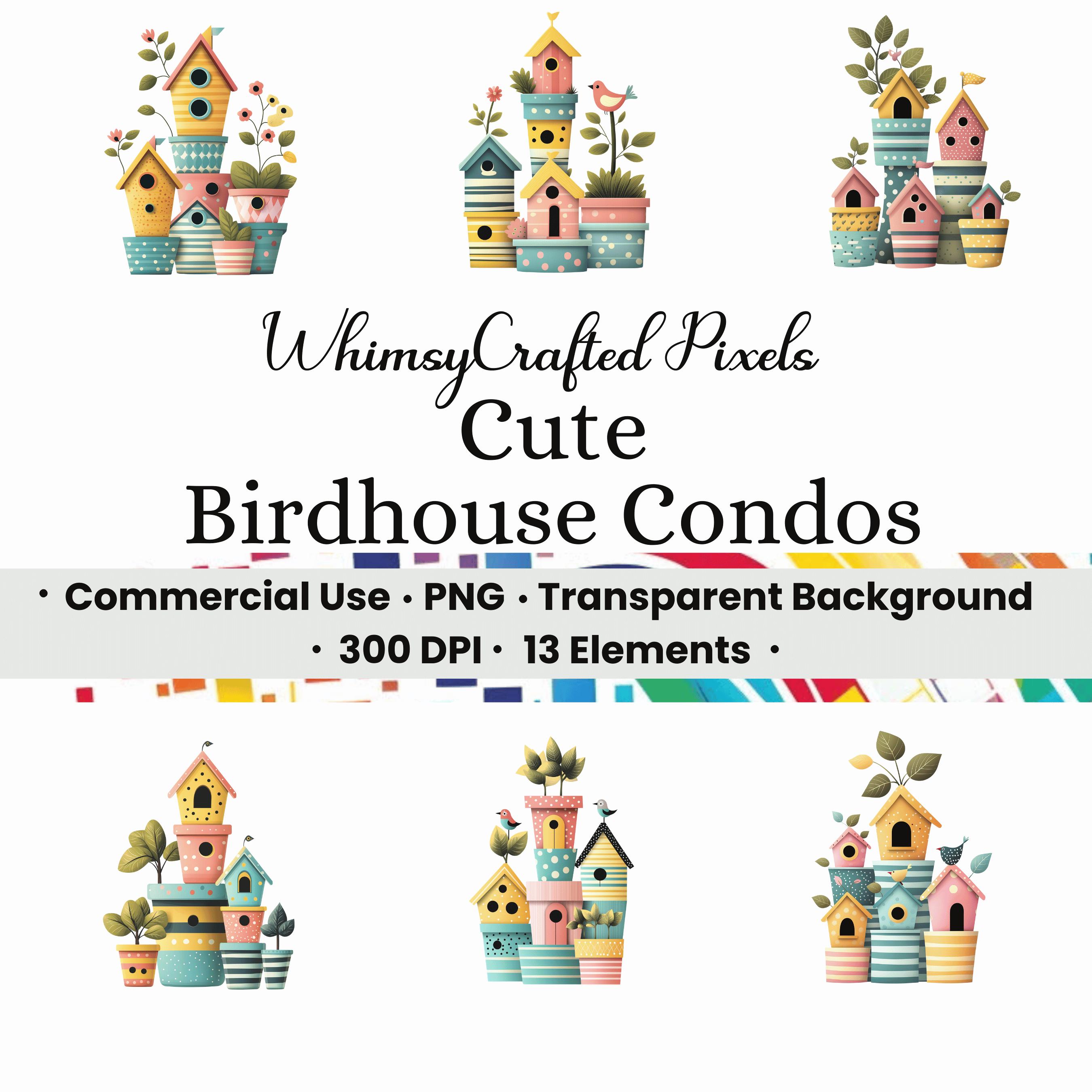 Cute Birdhouse Condos Clip Art Set | Digital Images | Scrapbooks, Card ...