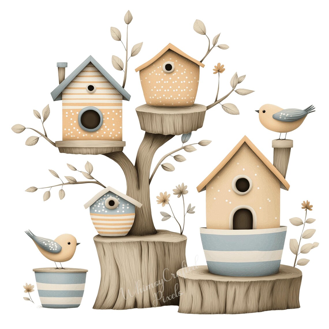 Cute Pastel Birdhouses Clip Art Set | Digital Images | Scrapbooks, Card ...