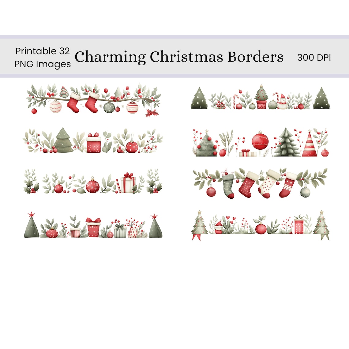 Charming Christmas Borders Clip Art Set | Digital Border Images for ...