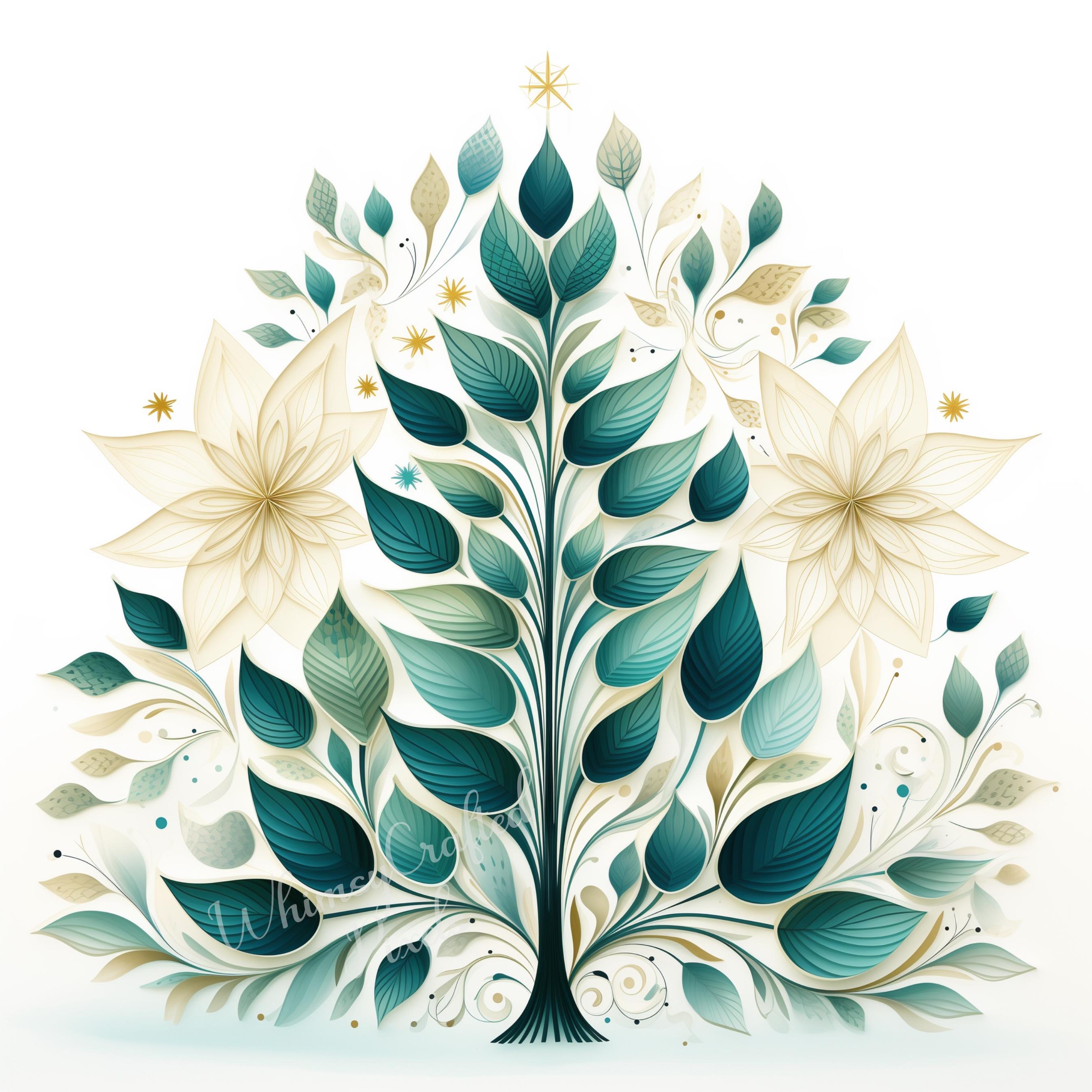 Teal Christmas Trees Digital Pages | Holiday Printable Digital ...