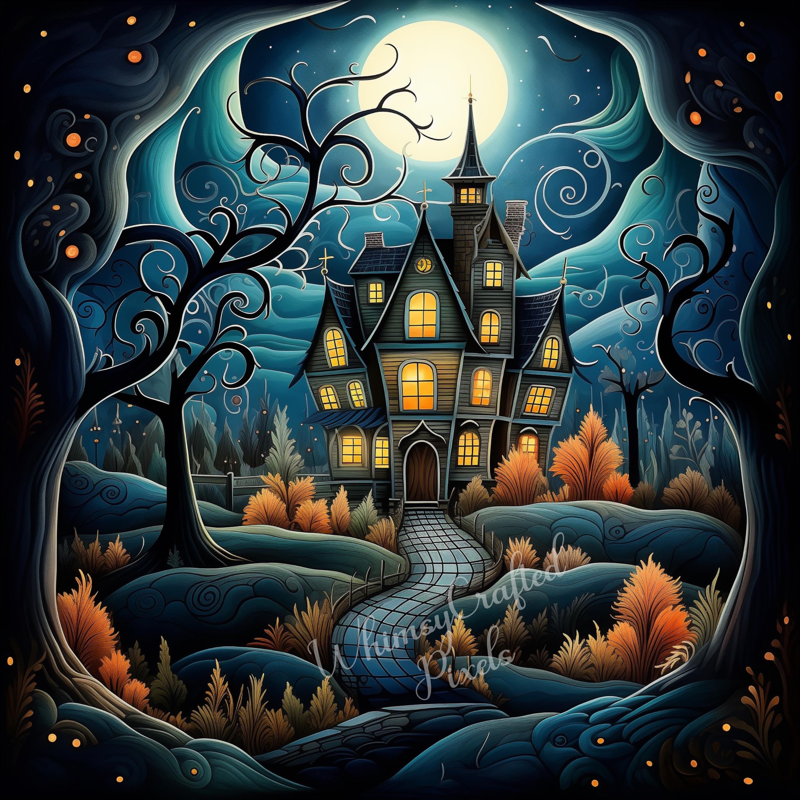 Whimsical Haunted Houses Digital Pages | Halloween Printable Digital ...