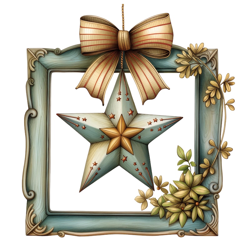 Farmhouse Framed Stars Clip Art Set | Star Digital Images | Scrapbooks ...