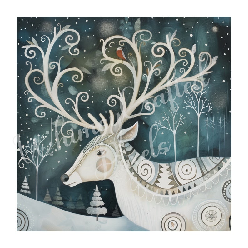 Whimsical Reindeer Digital Pages | Pretty Printable Digital Backgrounds ...