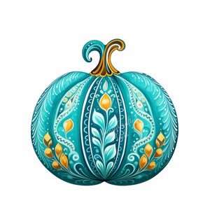 Teal Painted Pumpkins Clip Art Set | Fall Digital Images |scrapbooks ...