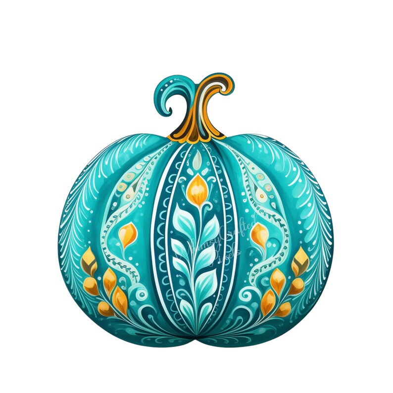 Teal Painted Pumpkins Clip Art Set | Fall Digital Images |scrapbooks ...