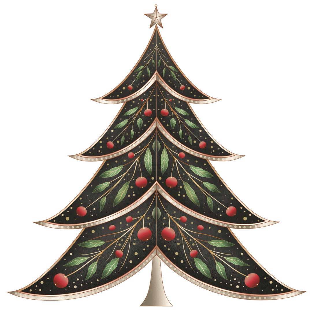 Black Christmas Trees Clip Art Set | Holiday Digital Images ...