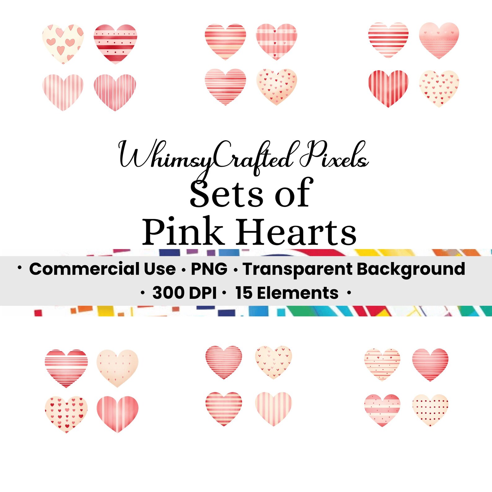 Sets of Pink Hearts Clip Art Set | Valentine Digital Images for ...