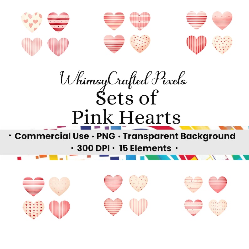 Sets of Pink Hearts Clip Art Set | Valentine Digital Images for ...
