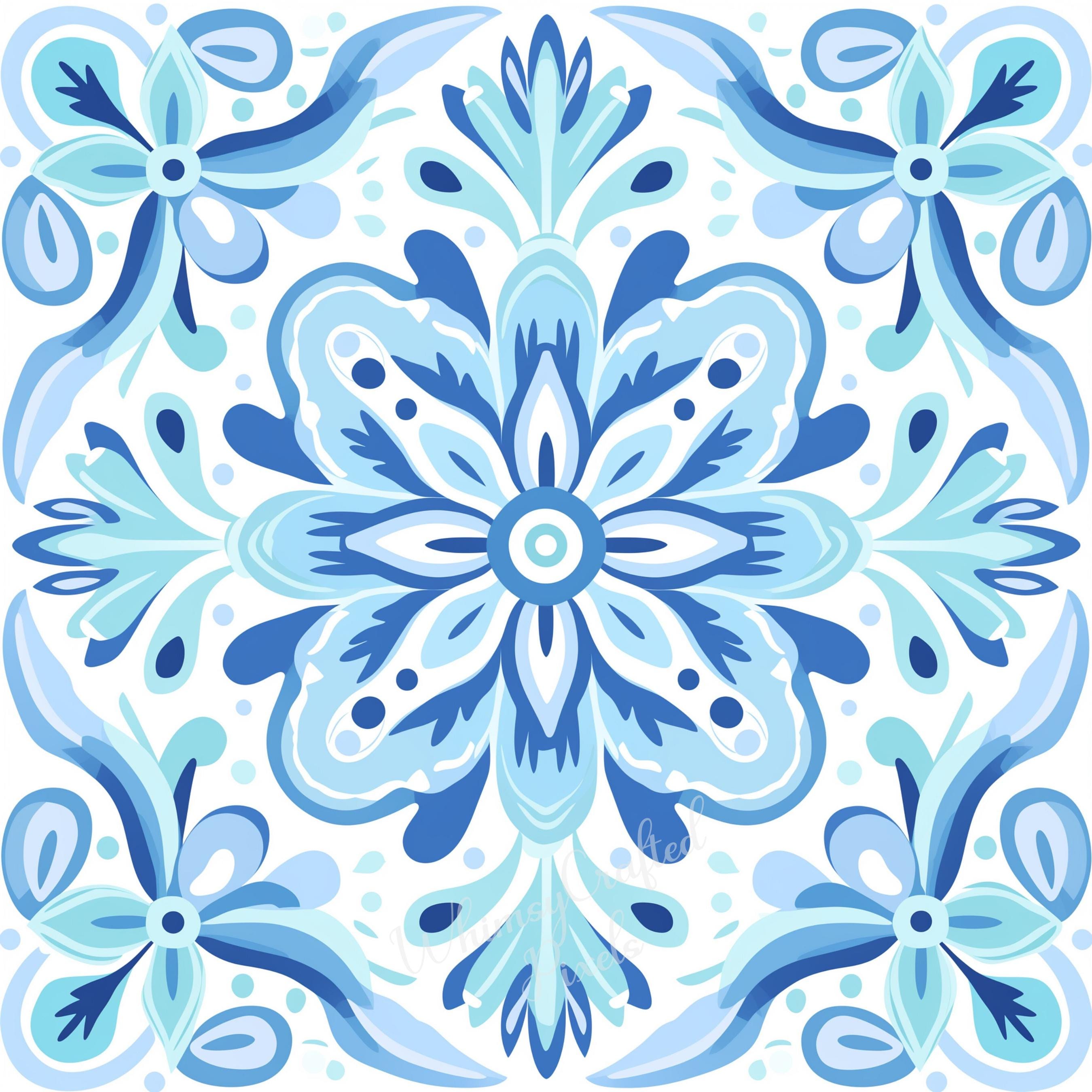 Periwinkle & Mint Tiles Digital Pages | Printable Digital Tile ...