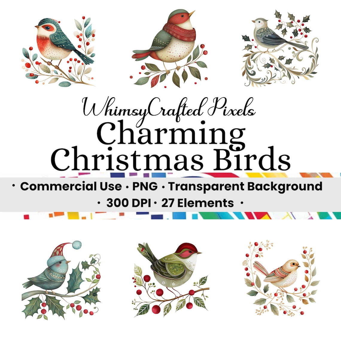 Charming Christmas Birds Clip Art Set | Winter Digital Images ...