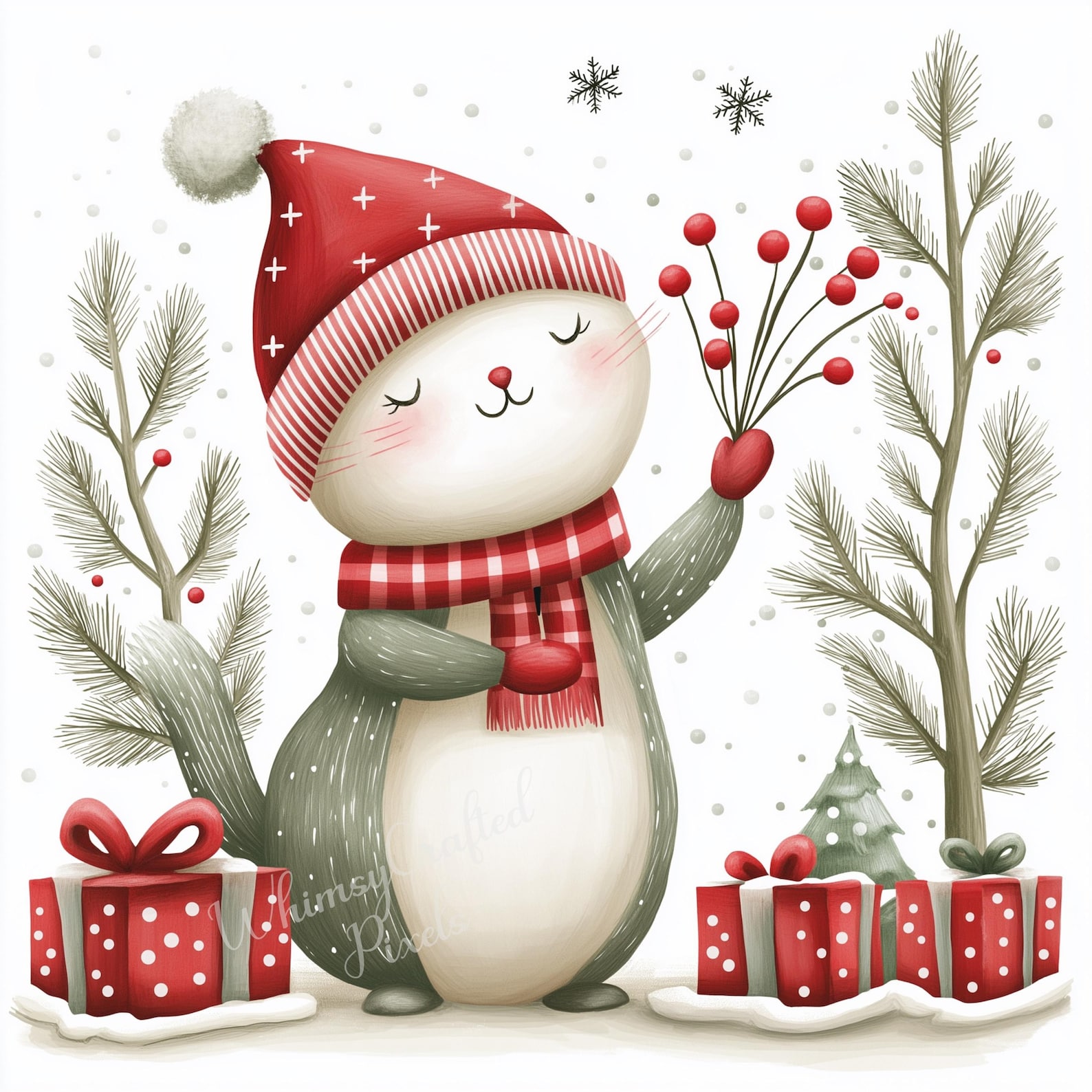 Cute Christmas Cats Digital Pages | Holiday Printable Digital ...