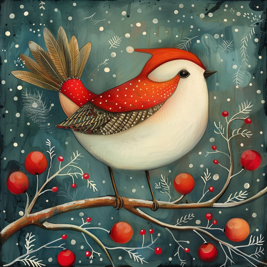 Christmas Birds Digital Pages | Holiday Printable Digital Backgrounds ...