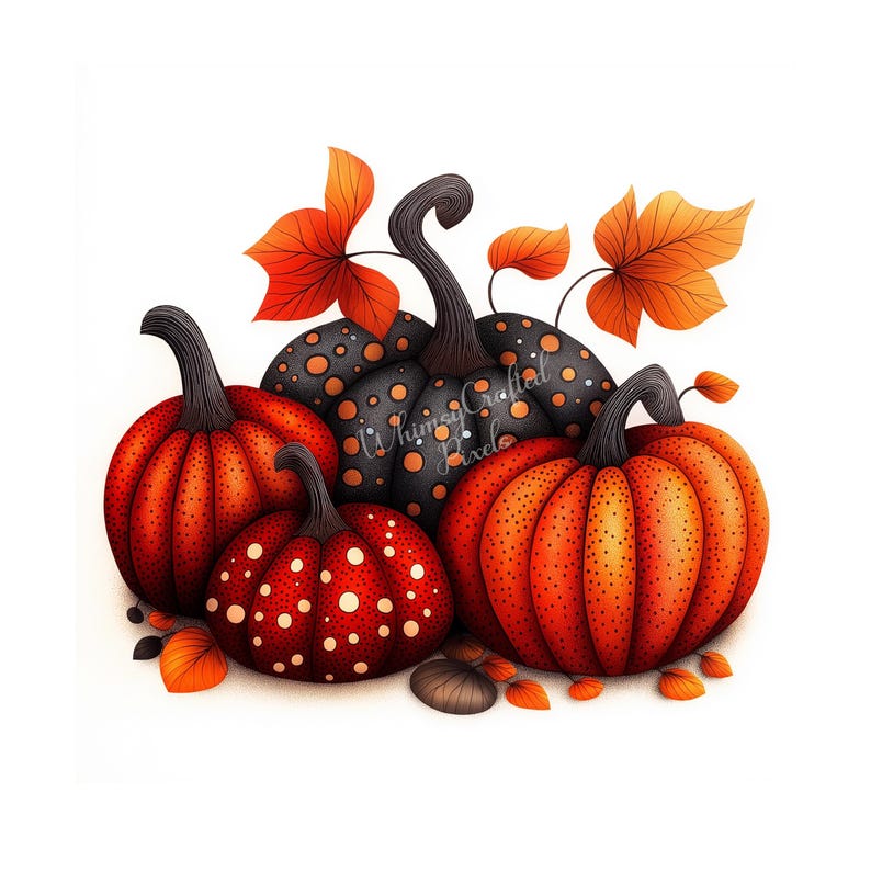 Vivid Fall Pumpkin Digital Pages | Autumn Printable Digital Backgrounds ...