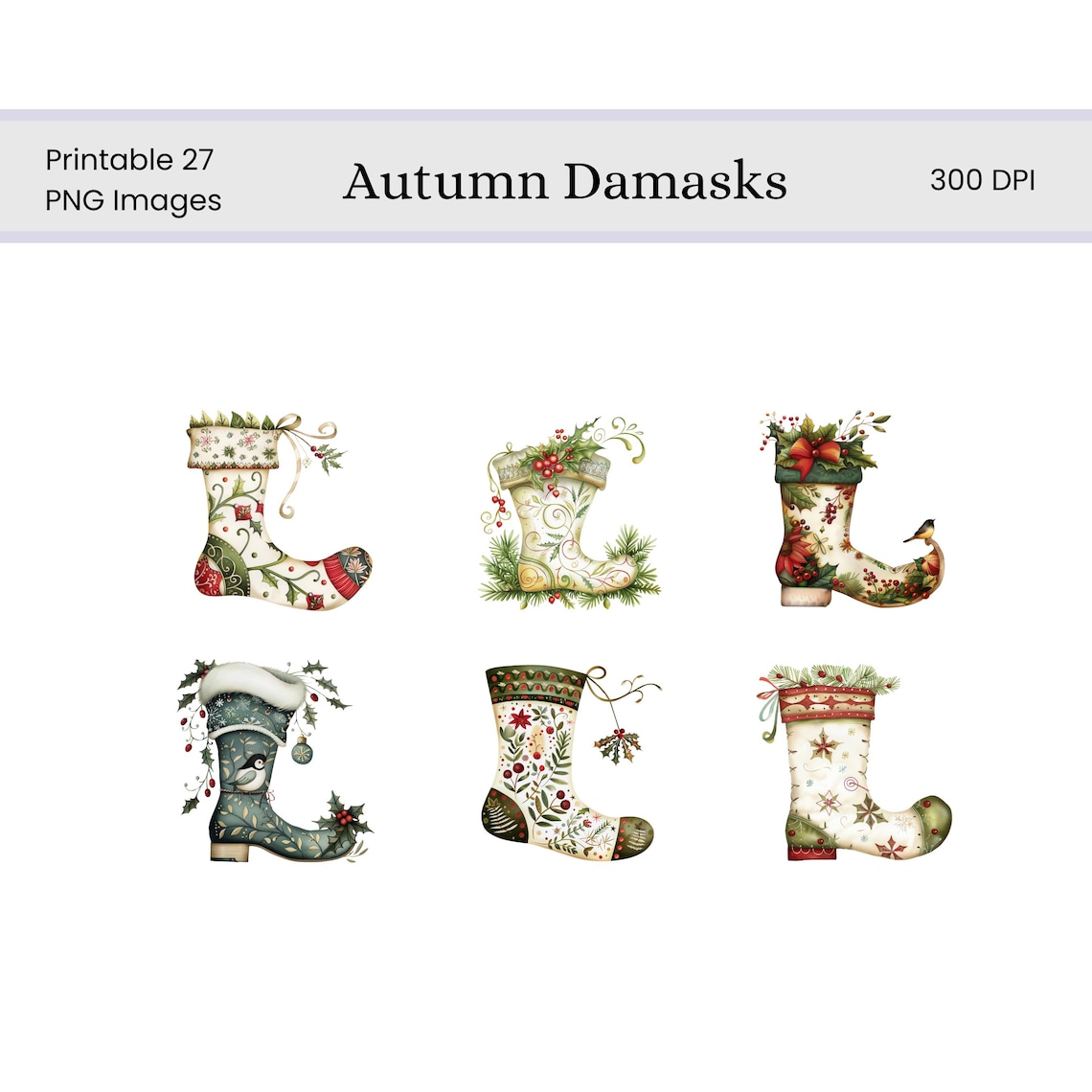 Quirky Christmas Stocking Clip Art Set | Fun Digital Images ...