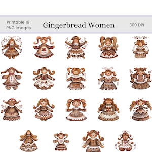 Gingerbread Women Clip Art Set | Holiday Digital Images | for ...