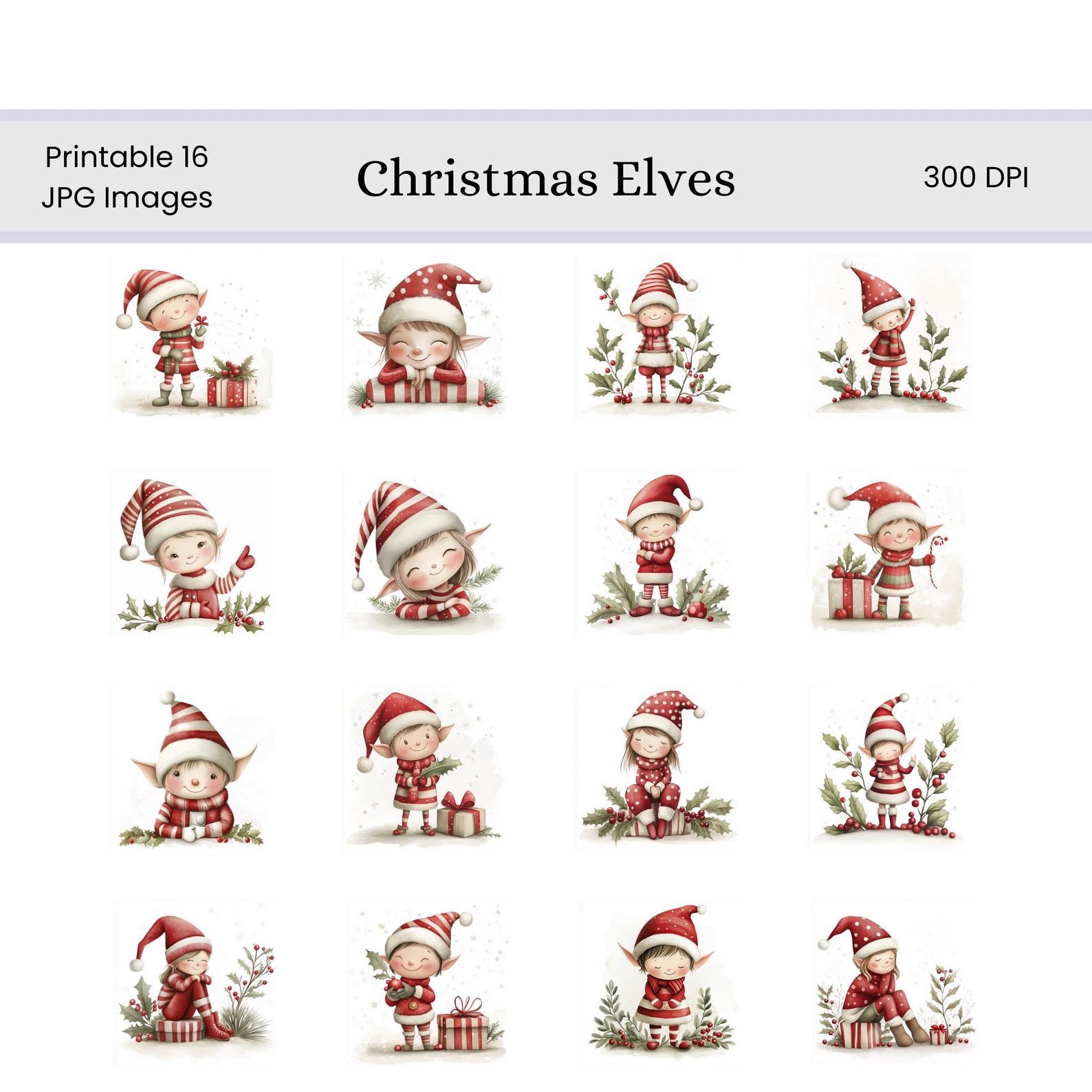 Cute Christmas Elves Digital Pages | Holiday Printable Digital ...