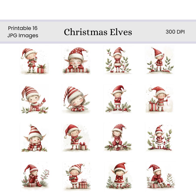 Cute Christmas Elves Digital Pages | Holiday Printable Digital ...