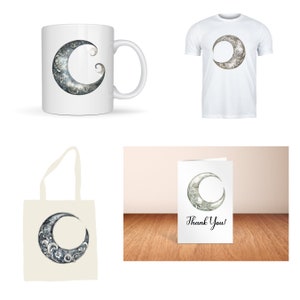 Silver Floral Moon Clip Art Set | Digital Images | for Scrapbooks, Card ...