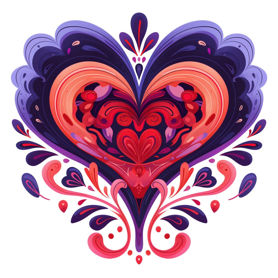 Purple and Red Hearts Clip Art Set | Valentine Digital Images ...