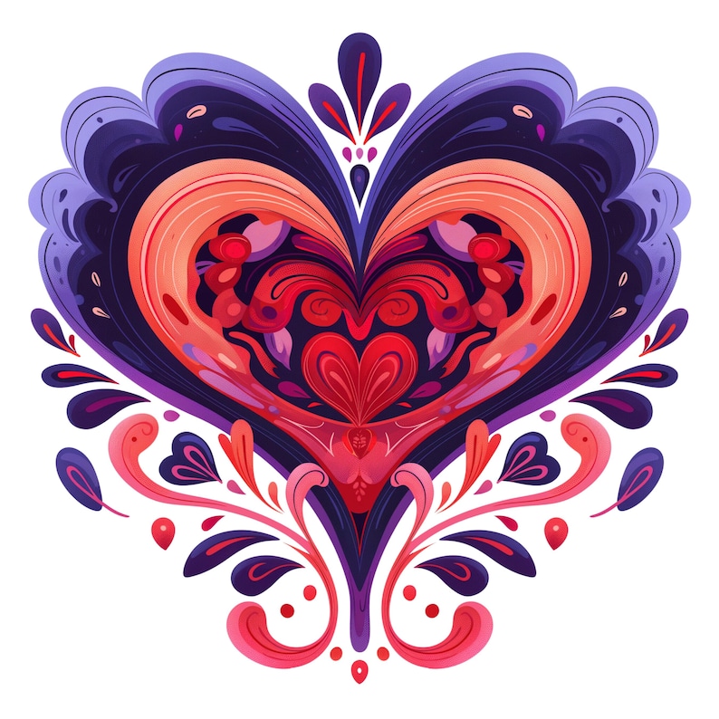 Purple and Red Hearts Clip Art Set | Valentine Digital Images ...