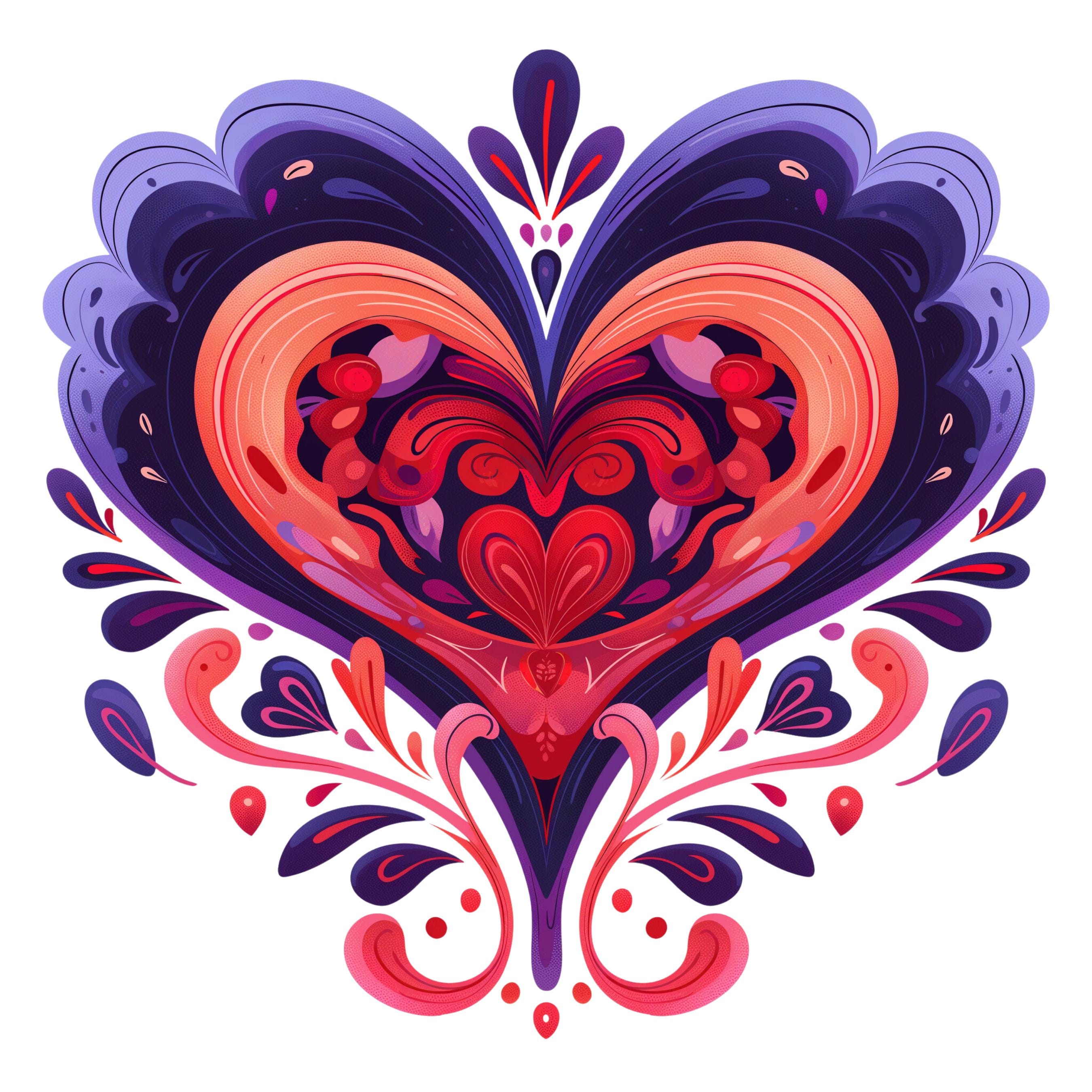 Purple and Red Hearts Clip Art Set | Valentine Digital Images ...