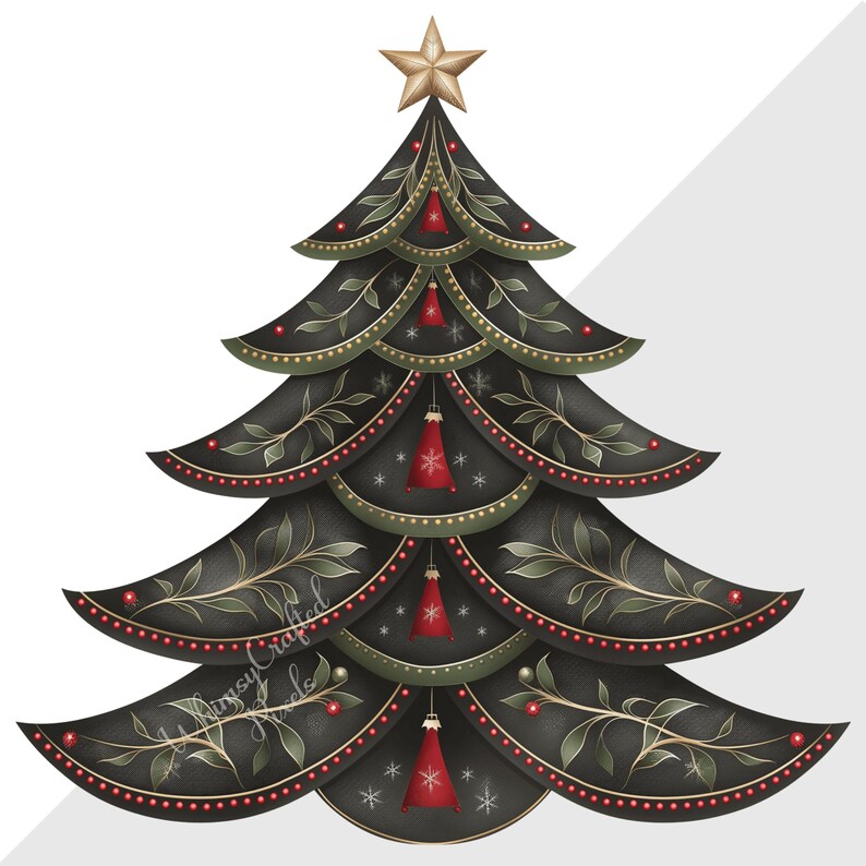 Black Christmas Trees Clip Art Set | Holiday Digital Images ...