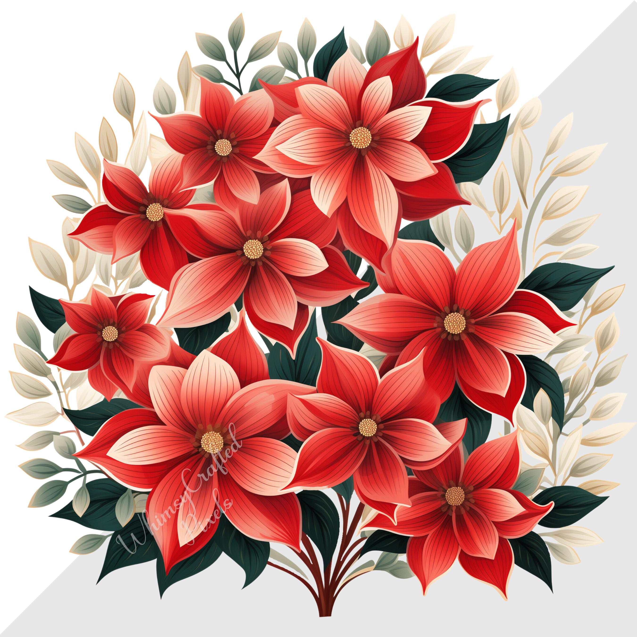 Christmas Poinsettias Clip Art | Holiday Digital Images | for ...