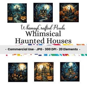 Whimsical Haunted Houses Digital Pages | Halloween Printable Digital ...