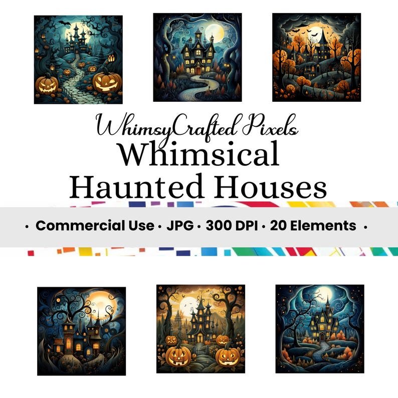 Whimsical Haunted Houses Digital Pages | Halloween Printable Digital ...