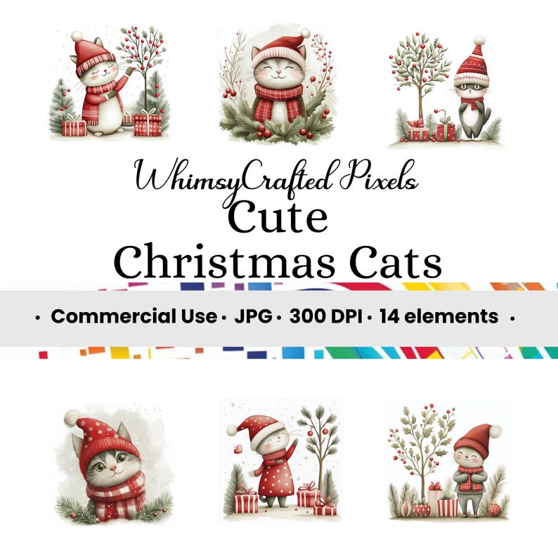 Cute Christmas Cats Digital Pages | Holiday Printable Digital ...