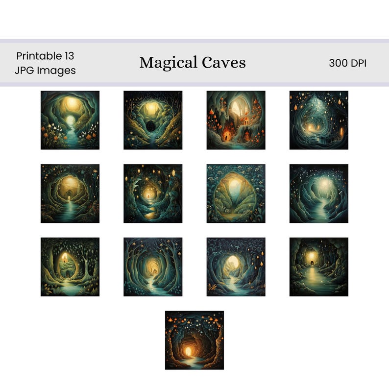 Magical Caves Digital Pages | Printable Fantasy Art Digital Backgrounds ...