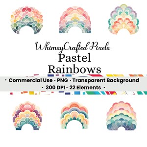 Pastel Rainbows Clip Art Set | Digitals Rainbow Images for Scrapbooks ...