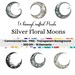 Silver Floral Moon Clip Art Set | Digital Images | for Scrapbooks, Card ...