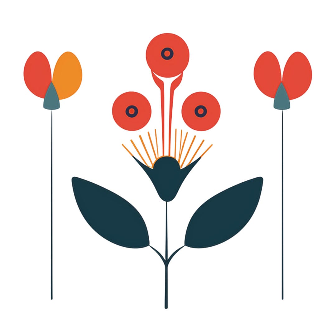 Scandi Folk Art Flower Clip Art Set | Fun Digital Images | Scrapbooks ...