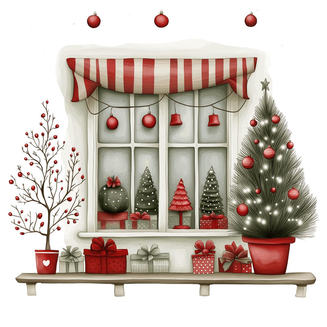 Charming Christmas Windows Clip Art Set | Digital Holiday Images for ...