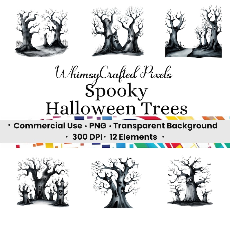 Spooky Black Trees Clip Art Set | Digital Halloween Images for ...
