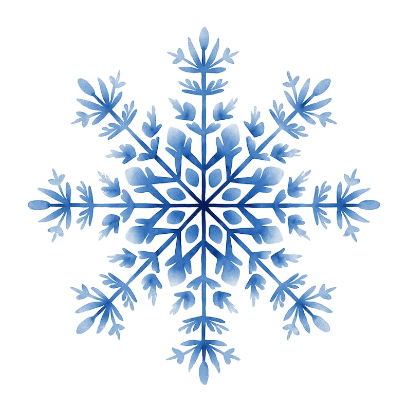 Blue Watercolor Snowflakes Clip Art Set | Winter Digital Images ...