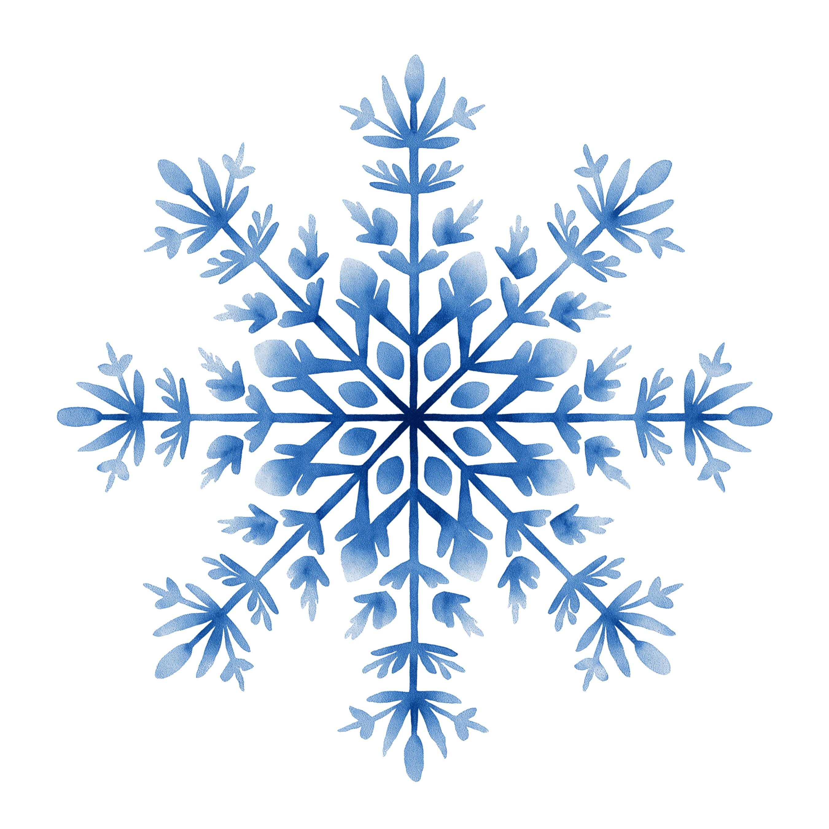 Blue Watercolor Snowflakes Clip Art Set | Winter Digital Images ...
