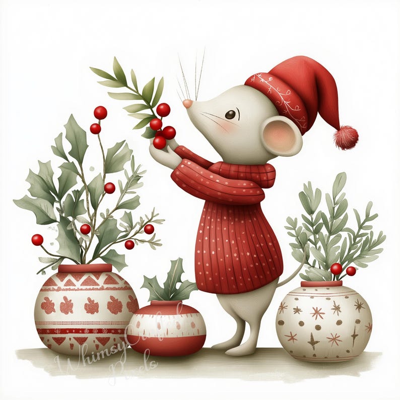 Cute Christmas Mouse Digital Pages | Holiday Printable Digital ...